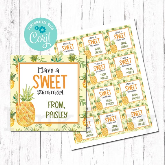 Editable Pineapple Tags End of School Year Tags Fruit Gift - Etsy