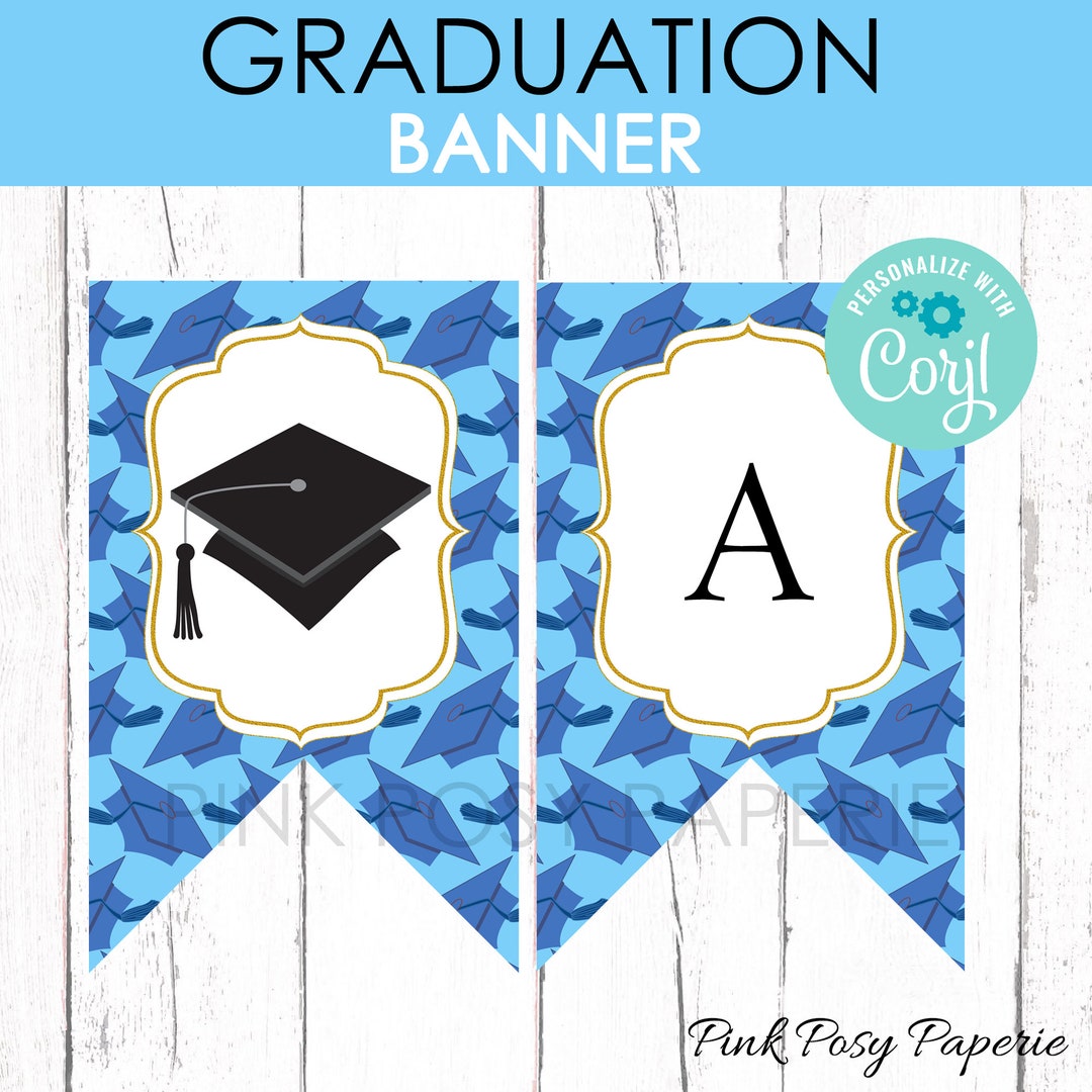 Light Blue Graduation Banner Graduation Party Decor - Etsy