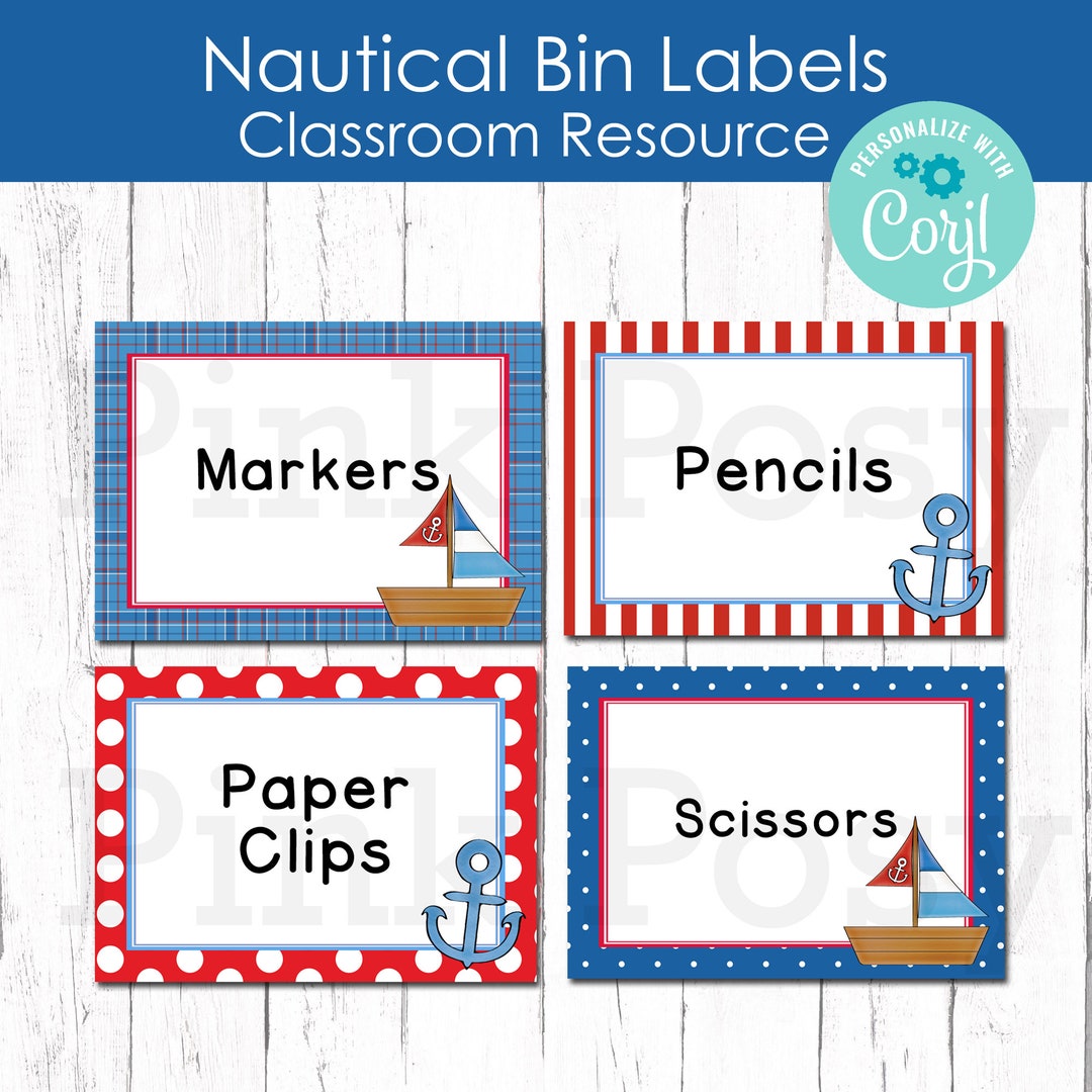 Editable Bin Labels Nautical Classroom Labels Classroom - Etsy