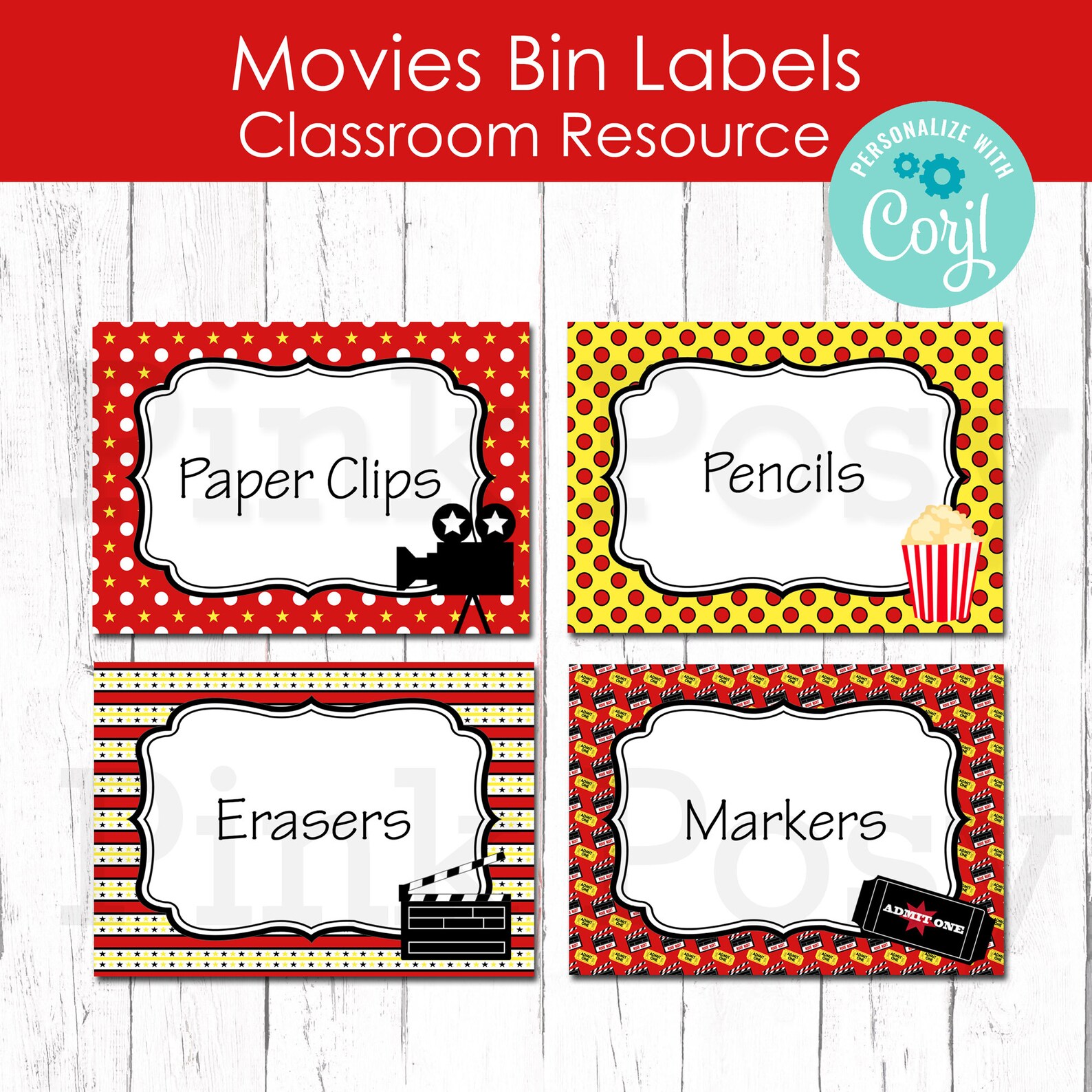 Editable Bin Labels Movie Classroom Labels Classroom Decor - Etsy