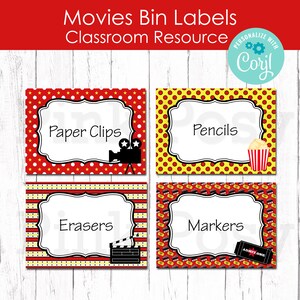 Editable Bin Labels Movie Classroom Labels Classroom Decor - Etsy