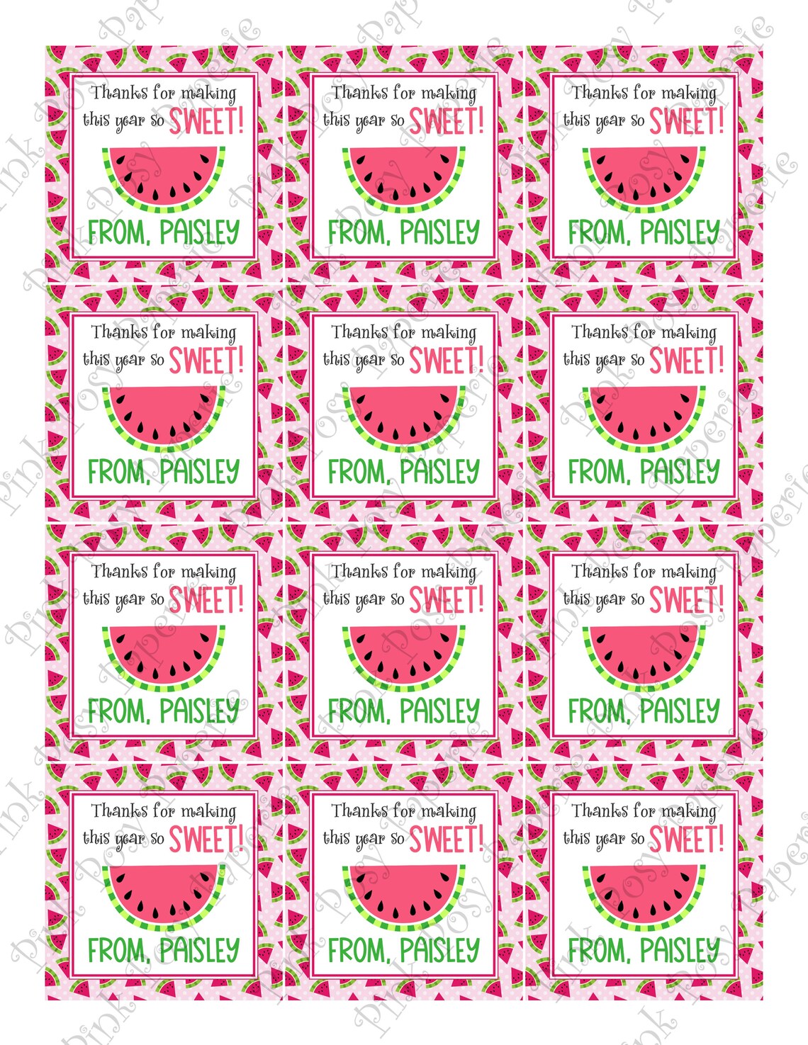 End of School Year Tags Editable Watermelon Tags Classmate - Etsy