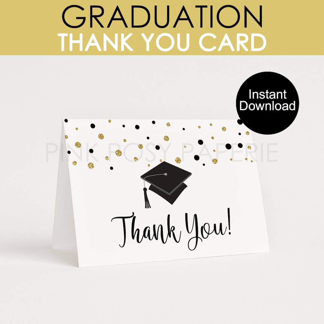 Graduation Thank You Cards, Printable Graduation Card, Minimalist Thank ...