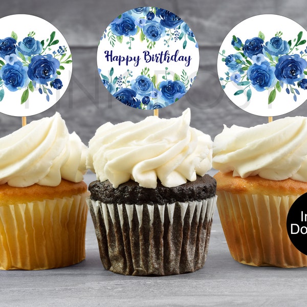 Blue Cupcake Toppers - Etsy