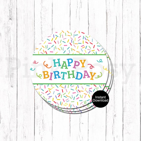 Printable Birthday Cookie Tags Happy Birthday Gift Tags | Etsy