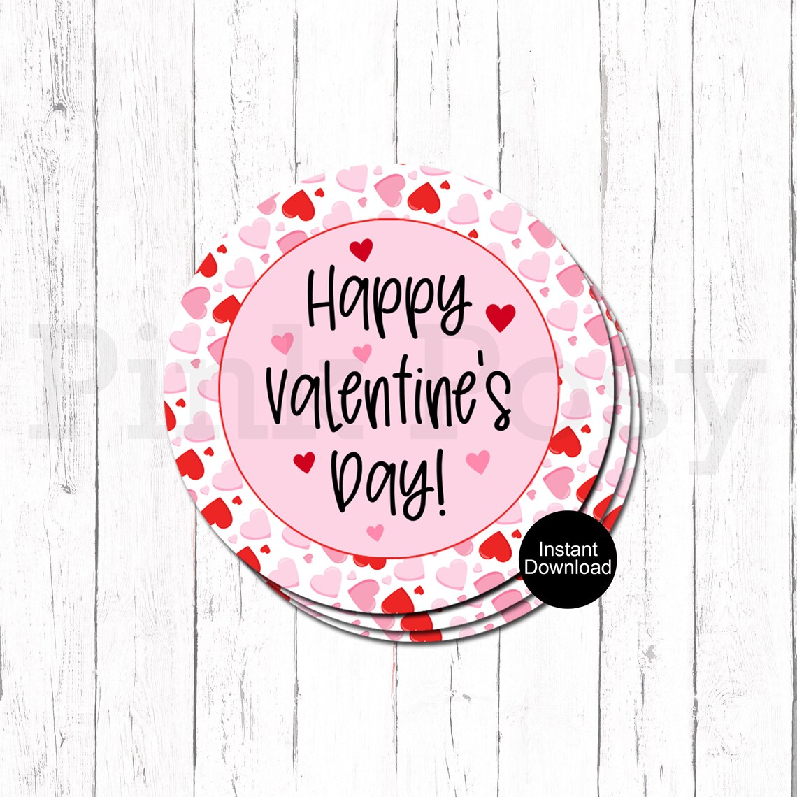 Printable Valentine's Day Cookie Tags Red Pink Hearts - Etsy
