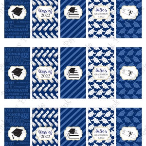 Editable Graduation Mini Candy Bar Wrappers, Navy Blue Chocolate ...