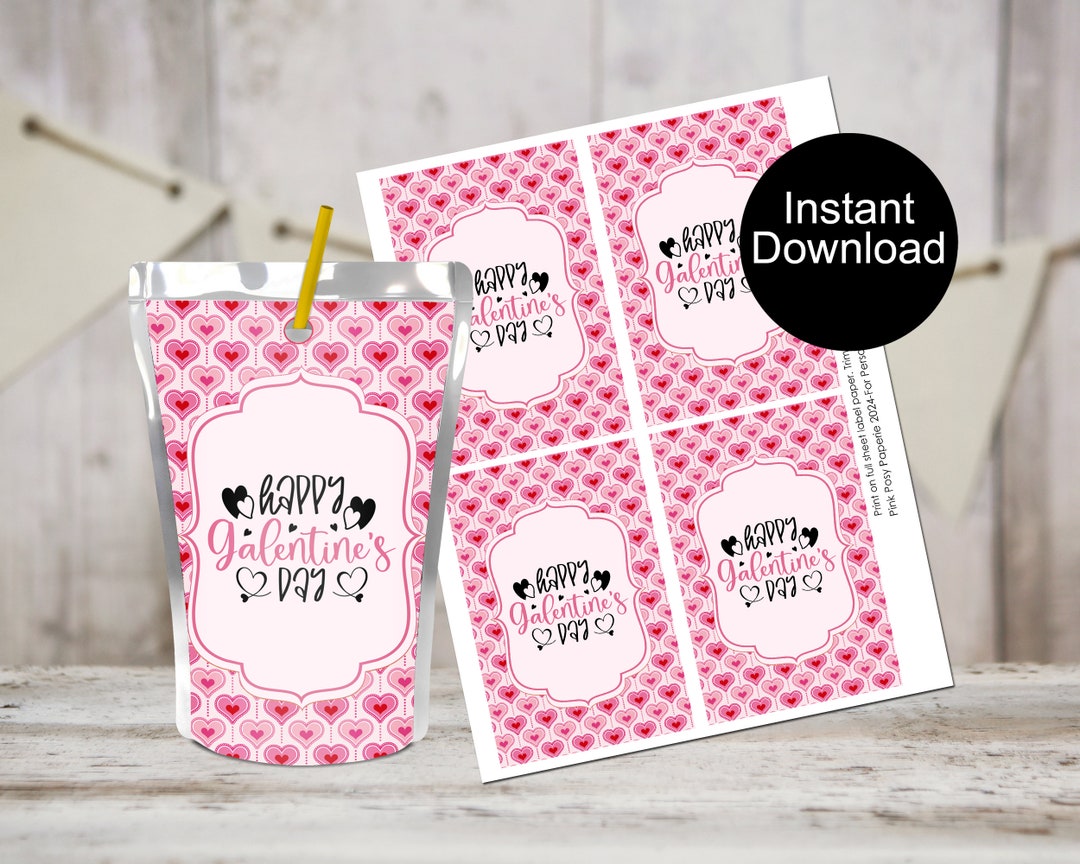 Galentine Juice Pouch Labels, Printable Juice Wrapper, Party Drink ...