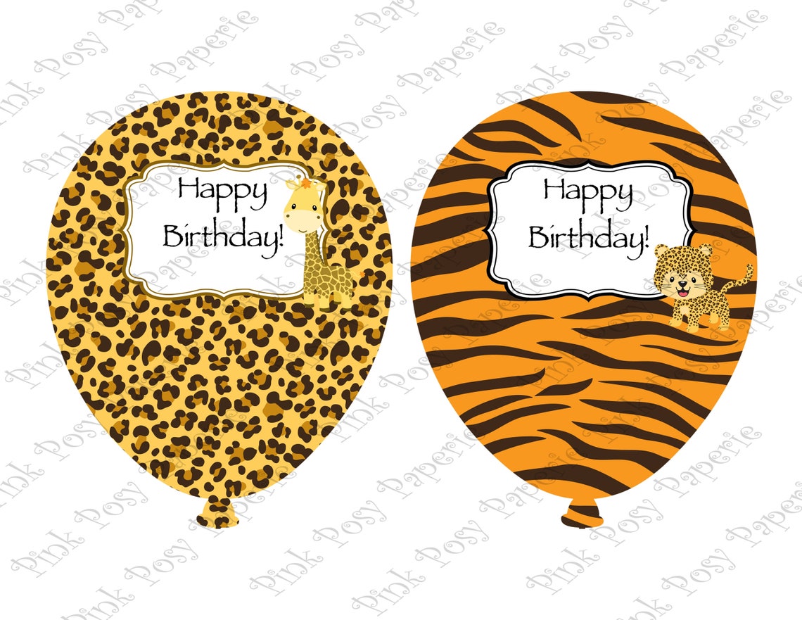 Editable Birthday Balloons Safari Birthday Balloons Class - Etsy