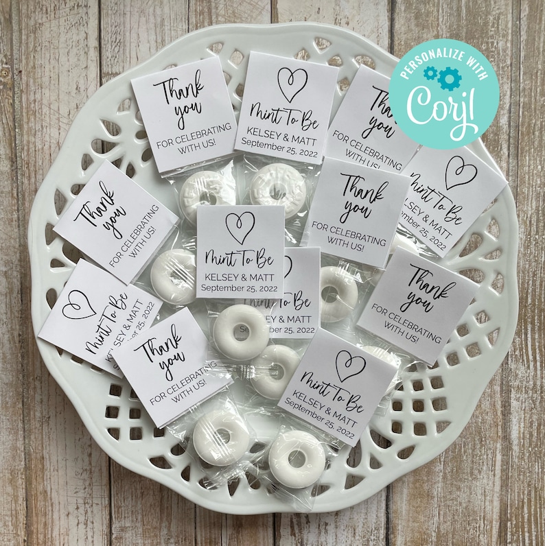 Editable Wedding Mint Favors, Mint to Be, Custom Mints, Heart Theme ...