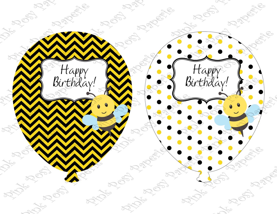 Editable Birthday Balloons, Bee Birthday Balloons, Class Decoration ...