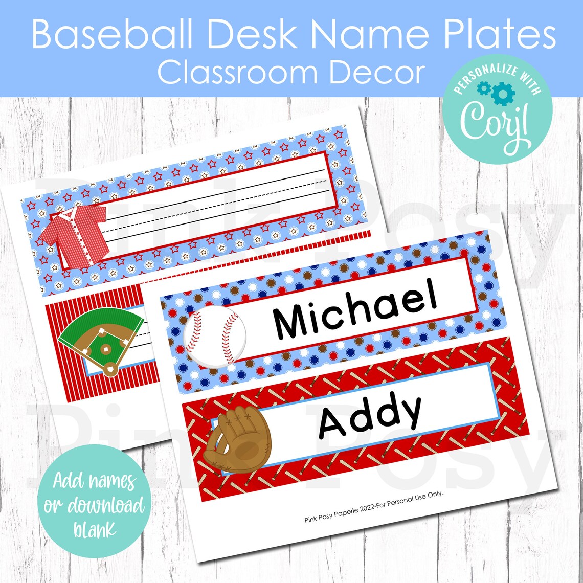 Editable Desk Name Plates Baseball Desk Name Tag Classmate - Etsy