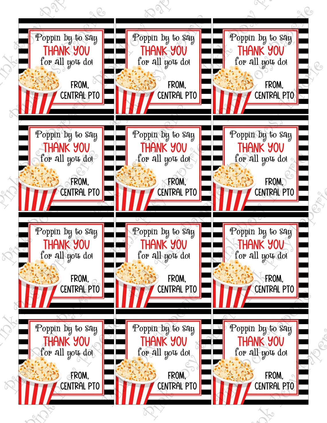 Popcorn Appreciation Tags Teacher Appreciation Tags End of - Etsy