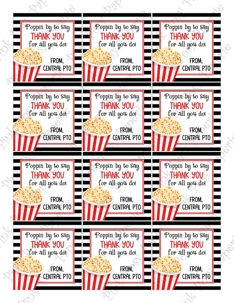 Popcorn Appreciation Tags Teacher Appreciation Tags End of - Etsy