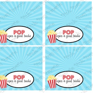 Pop Open a Good Book, Popcorn Bag Toppers, Reading Bag Topper, Treat ...
