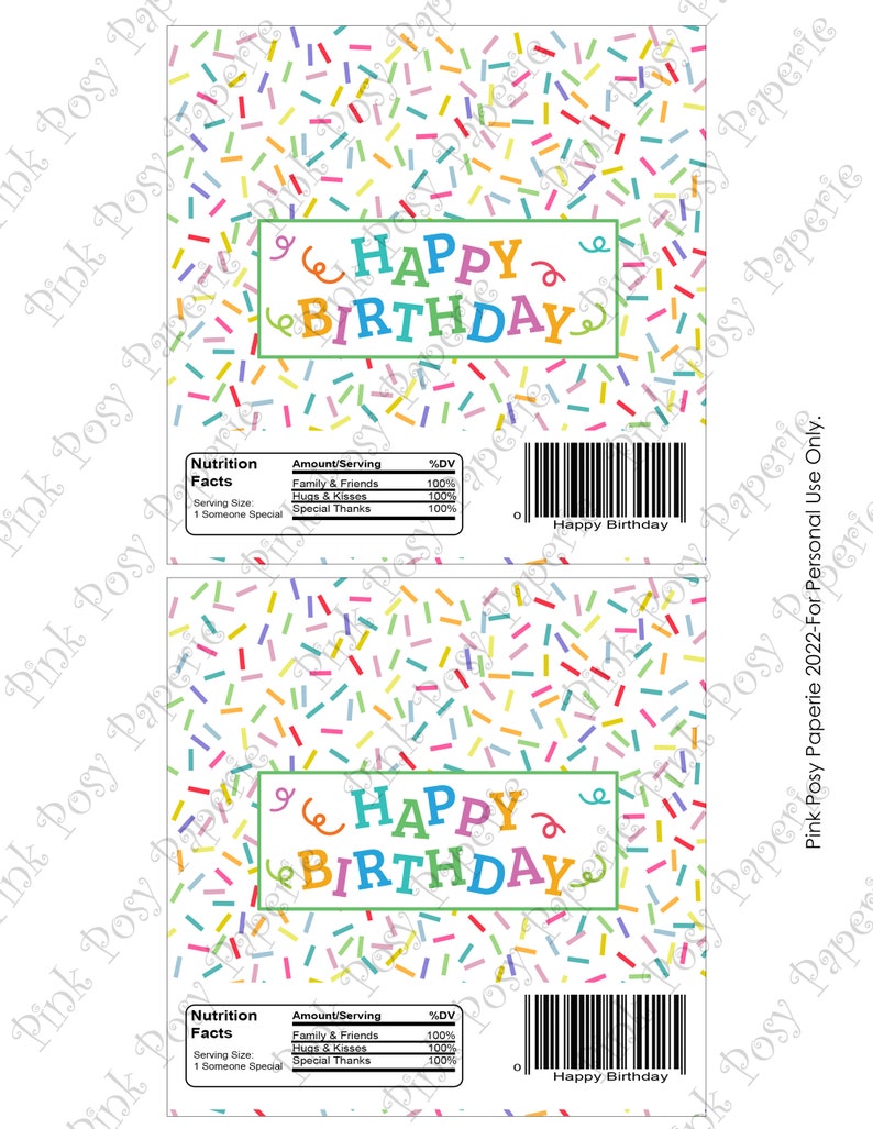 Birthday Candy Bar Wrappers Birthday Favors Party Favors | Etsy