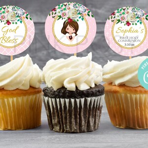 First Communion Cupcake Toppers, Communion Favors, Editable Cupcake ...
