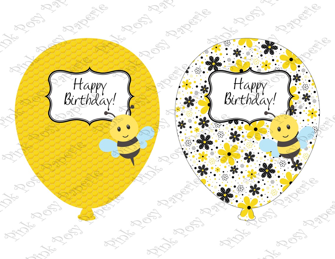 Editable Birthday Balloons Bee Birthday Balloons Class - Etsy