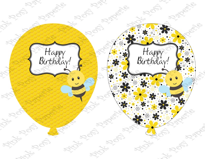 Editable Birthday Balloons, Bee Birthday Balloons, Class Decoration ...