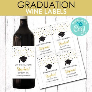 Graduation Wine Bottle Labels, Graduation Wine Template, Printable Wine ...