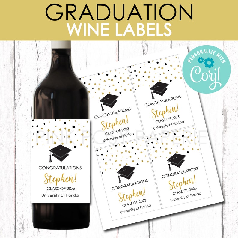 Graduation Wine Bottle Labels Graduation Wine Template - Etsy