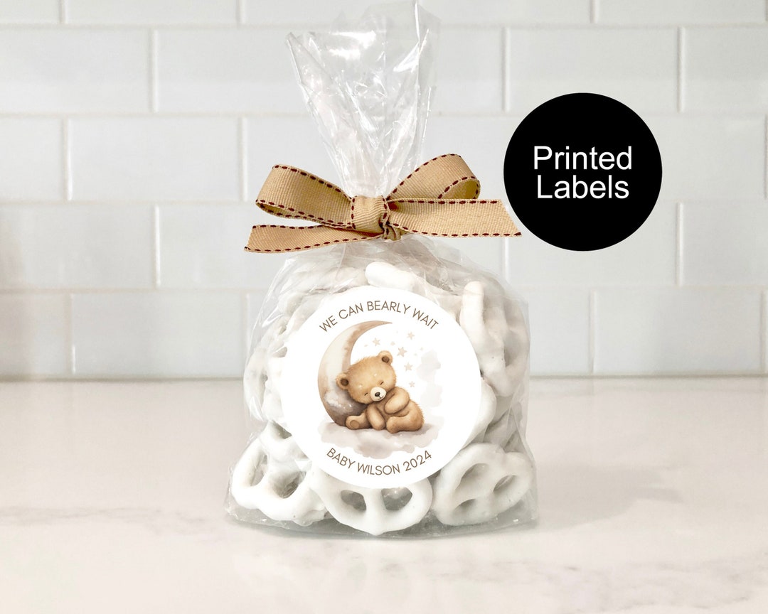We Can Bearly Wait Labels, Brown Bear Labels, Baby Shower Favors ...
