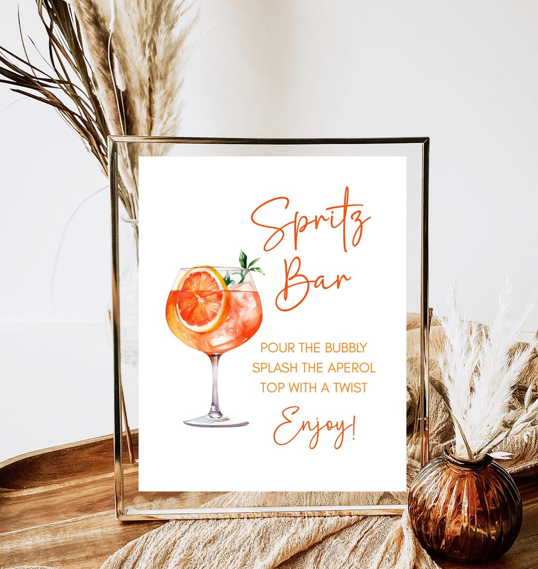 Spritz Bar Sign, Bridal Shower Decor, Cocktail Menu, Love at First ...