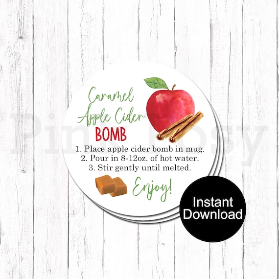 Caramel Apple Cider Bomb Tags Printable Apple Cider Tags - Etsy