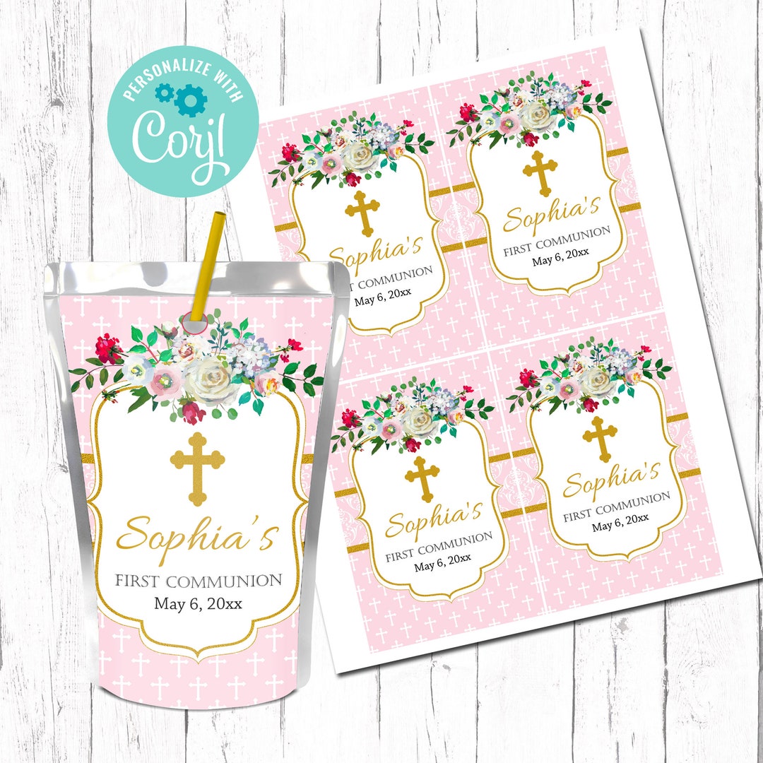 Editable Communion Juice Pouch Labels, First Communion Juice Labels ...