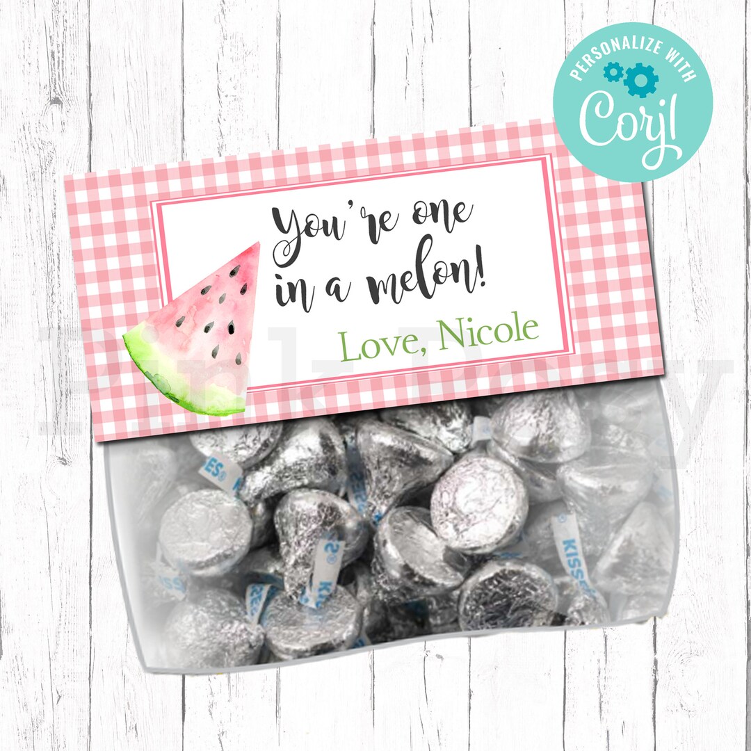 Editable Watermelon Bag Toppers, Watermelon Birthday Favors, One in a ...