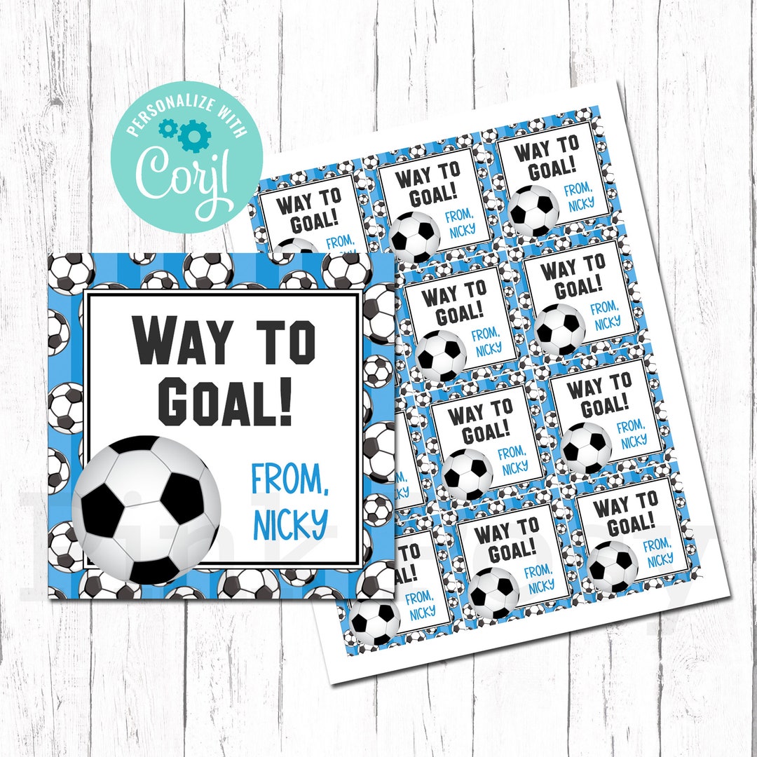 Editable Soccer Gift Tags, Soccer Snack Tags, Way to Goal, Sports Tags ...