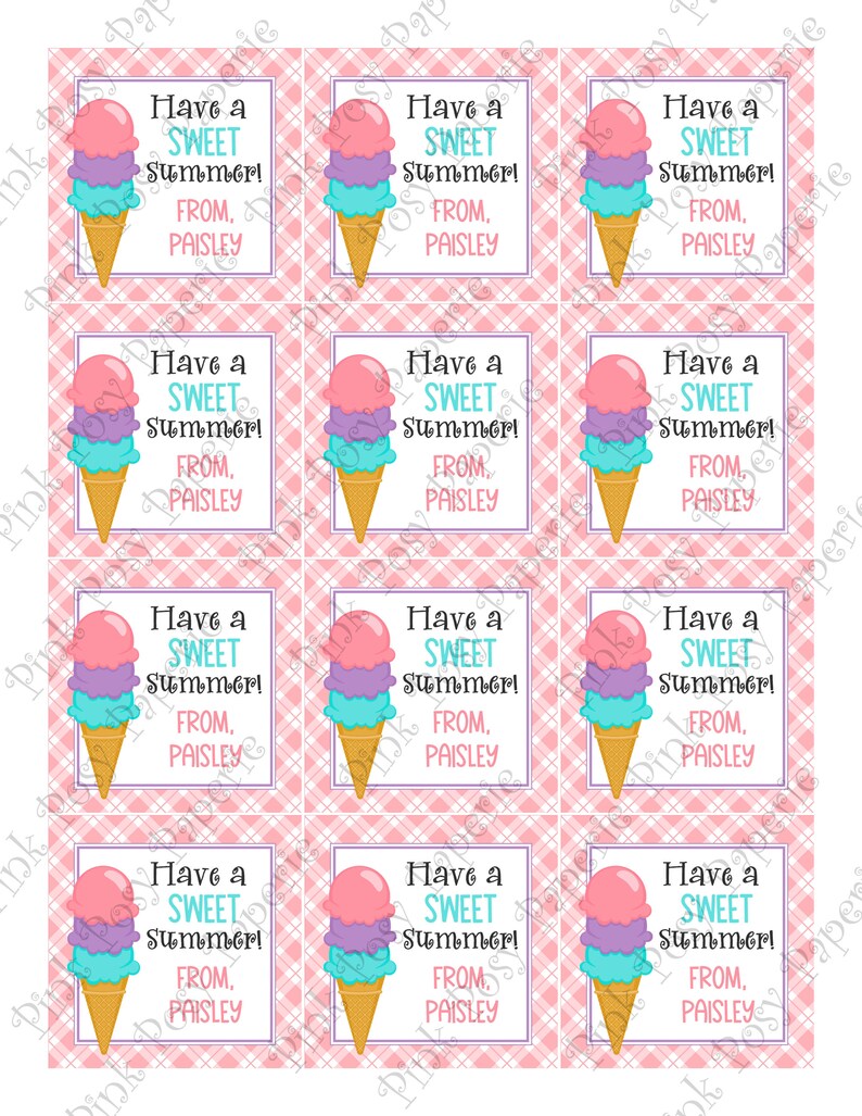 Editable Ice Cream Tags End of School Year Tags Classmate - Etsy