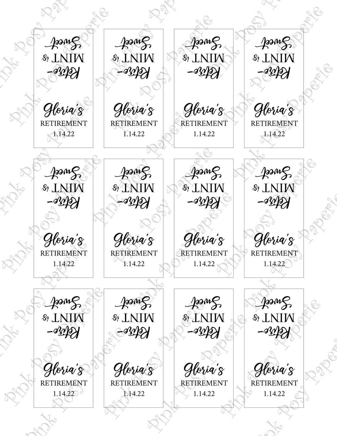 Editable Retirement Mint Favors, Retire Mint, Custom Mints, Black White ...