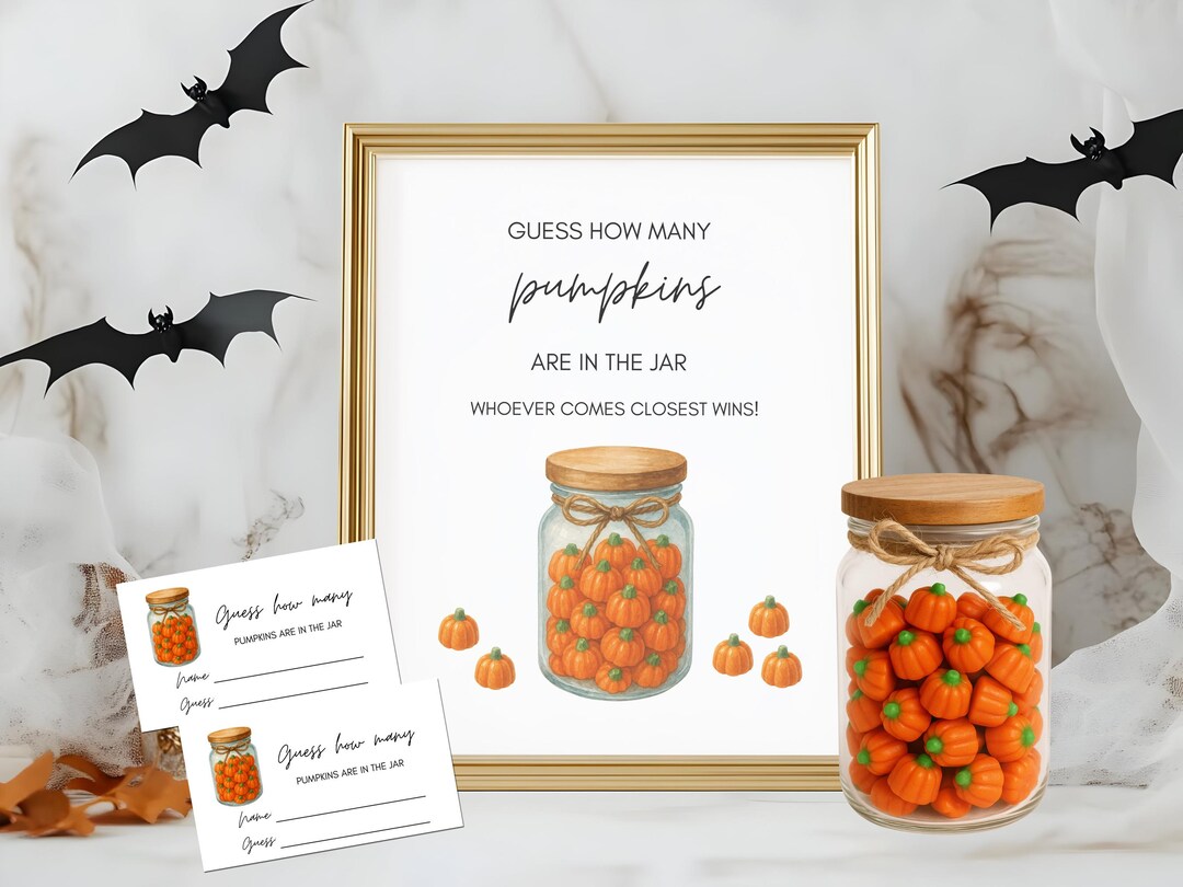Guess How Many Candy Pumpkins in the Jar, Halloween Baby Shower Game ...