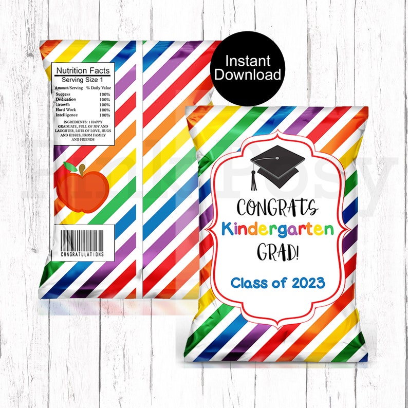 Kindergarten Graduation Chip Bag Class of 2023 Chip Bags - Etsy