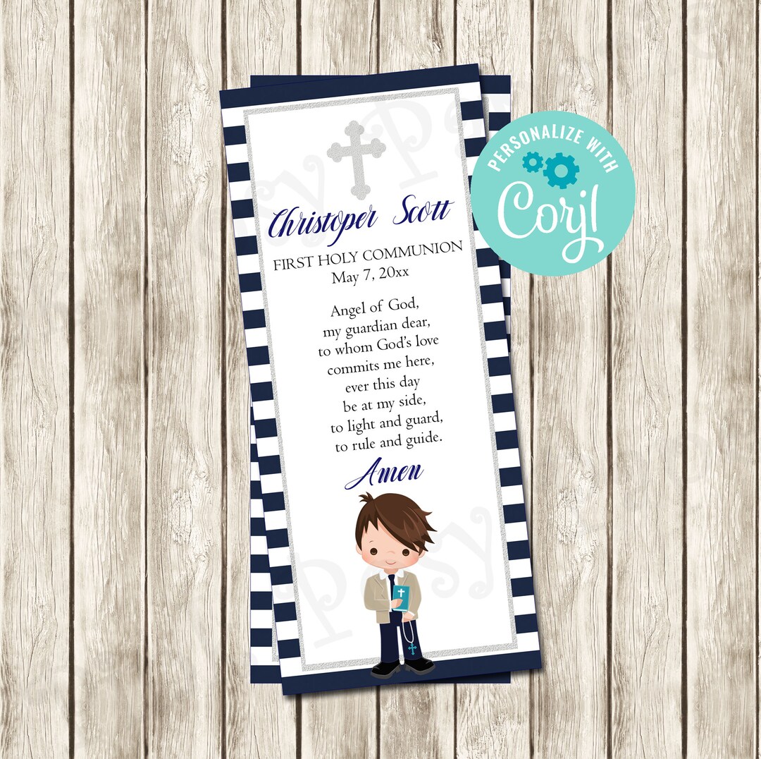 First Communion Boy Prayer Card First Communion Favor - Etsy