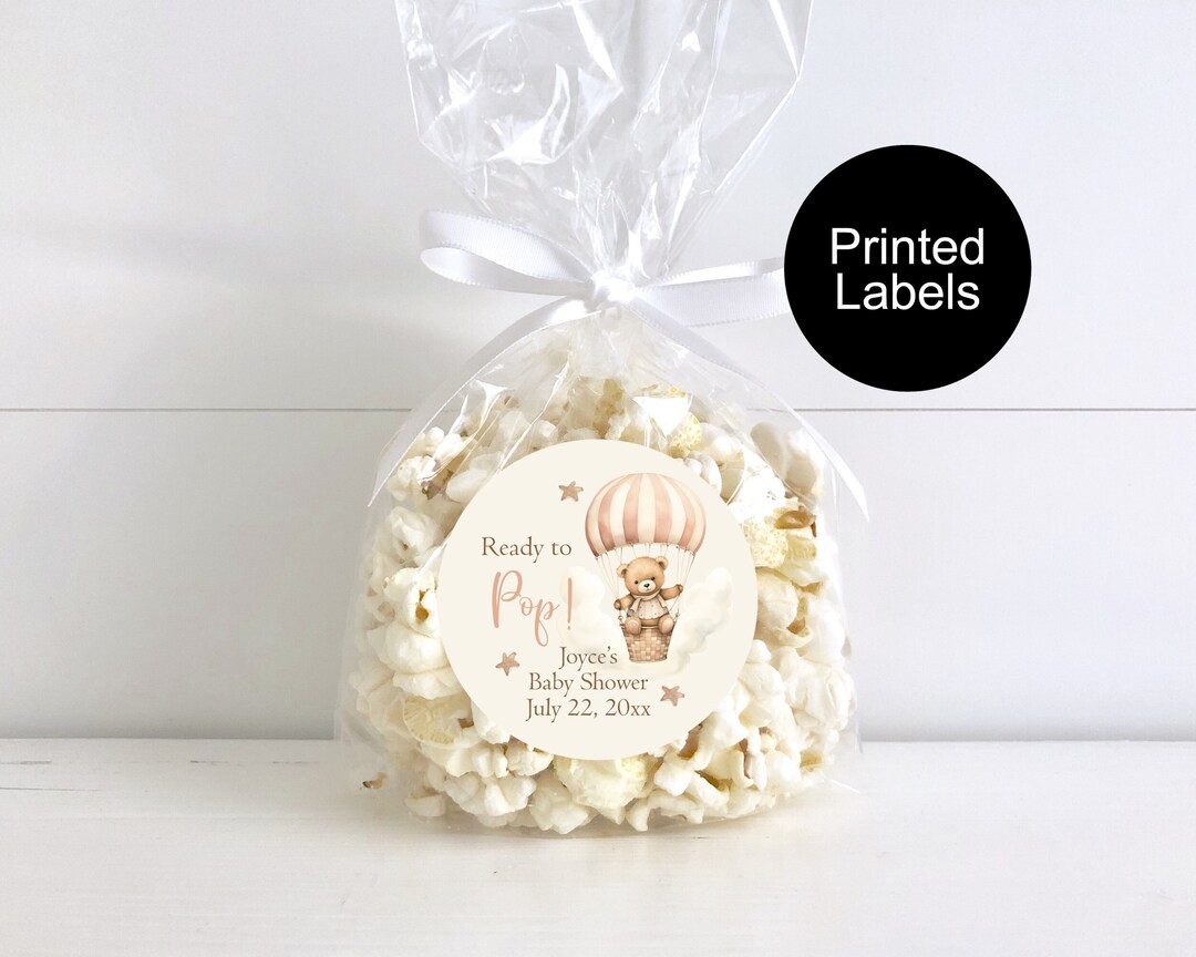 Brown Bear Baby Shower Favor Labels, Ready to Pop, Boho Bear Labels ...