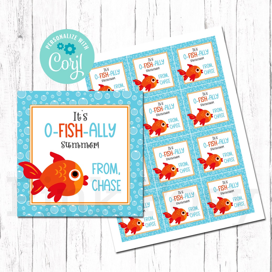 End of School Year Tags Editable Fish Tags Classmate Gift - Etsy