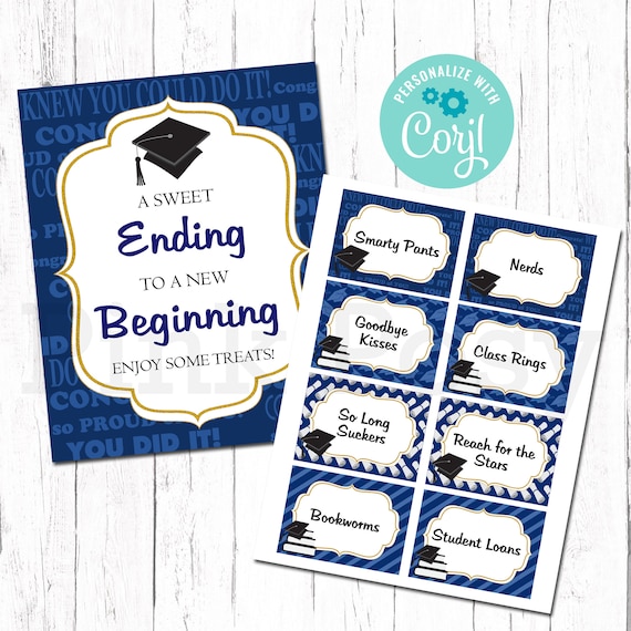 Editable Graduation Candy Labels Candy Bar Candy Buffet - Etsy