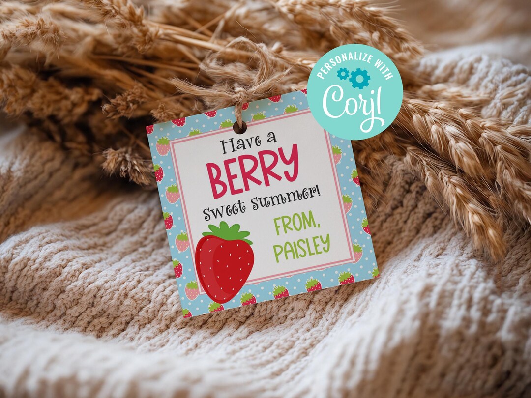 End of School Year Tags, Editable Strawberry Tags, Classmate Gift Tags ...
