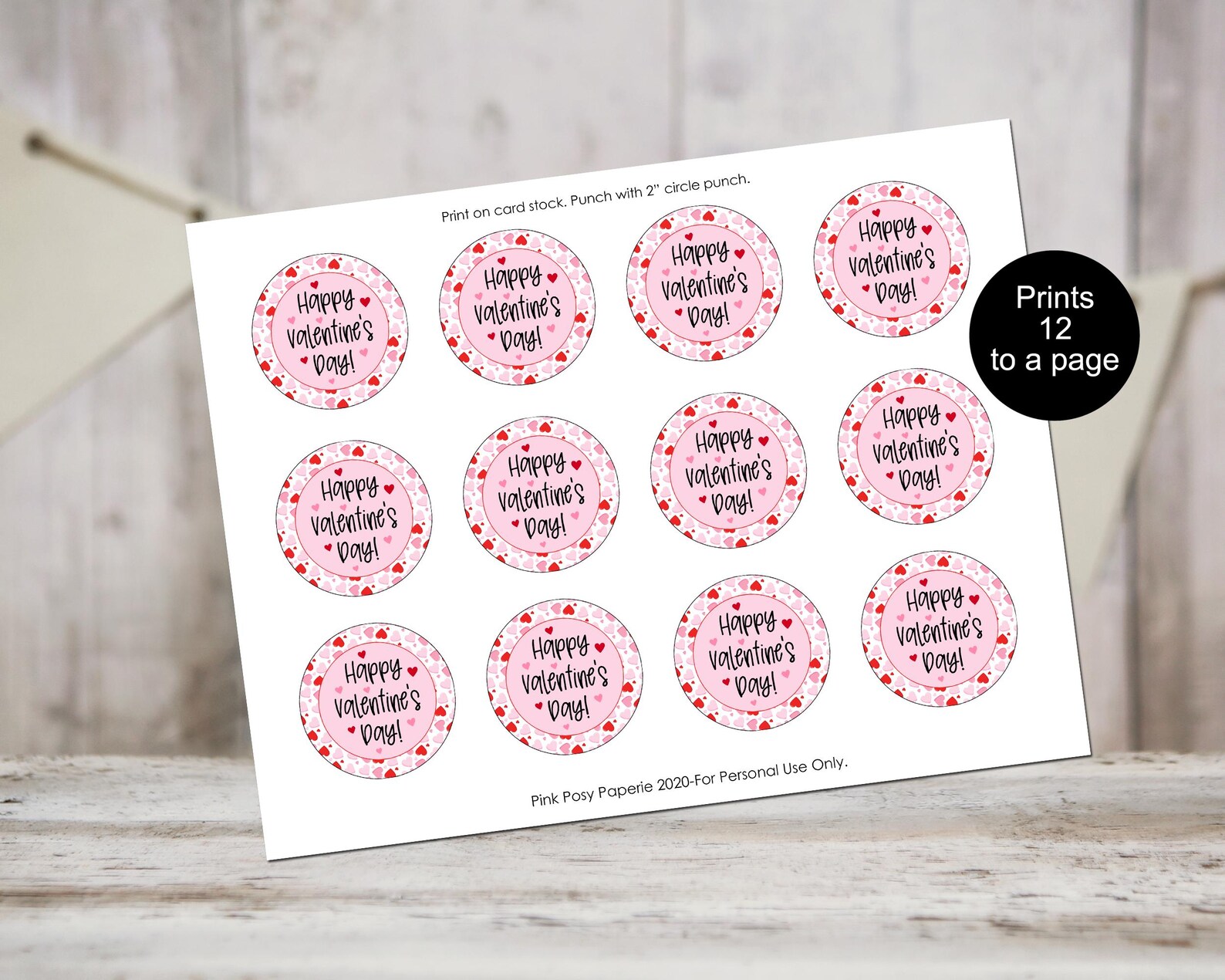 Printable Valentine's Day Cookie Tags, Red Pink Hearts Gift Tags, 2 ...