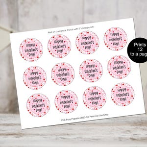 Printable Valentine's Day Cookie Tags, Red Pink Hearts Gift Tags, 2 ...