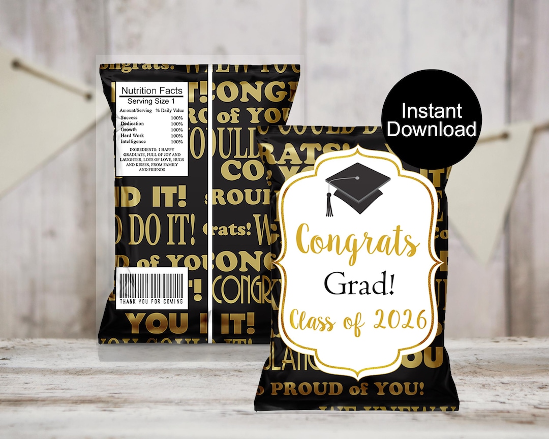 Graduation Chip Bag, Class of 2026 Chip Bags, Graduation Treats ...