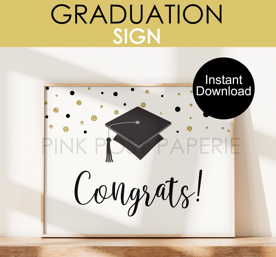 Graduation Congrats Sign Printable Graduation Sign Class of - Etsy