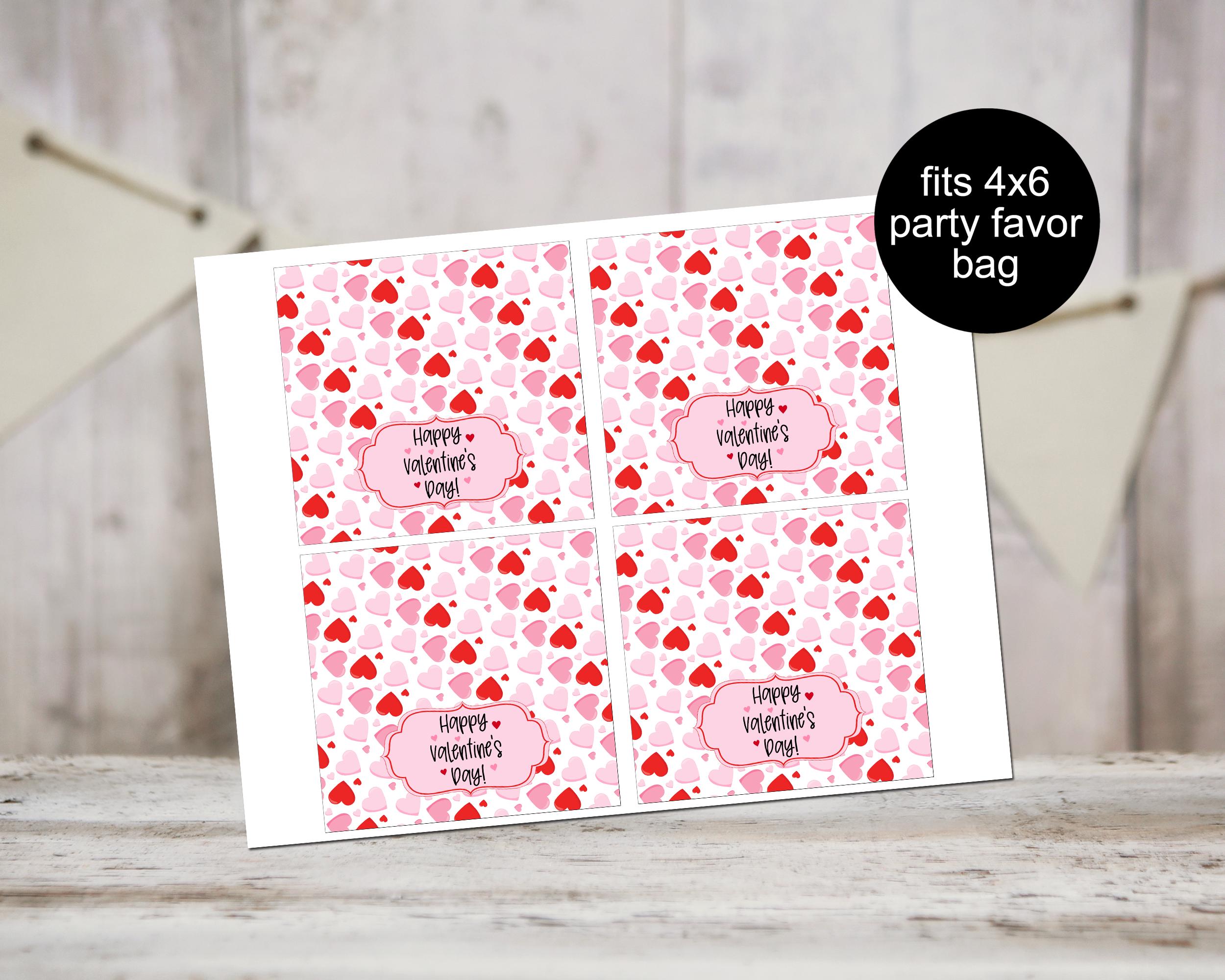 Valentine Treat Bag Toppers, Valentine Treat Bag Favors, Valentine Tags ...