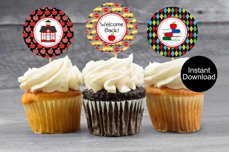 Back to School Cupcake Toppers Welcome Back to School - Etsy