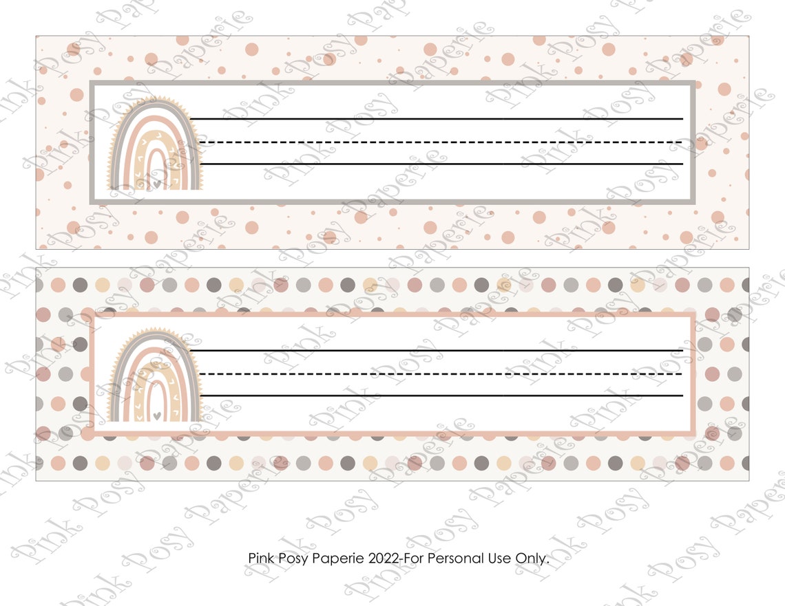 Editable Desk Name Plates Rainbow Desk Name Tag Boho Labels - Etsy