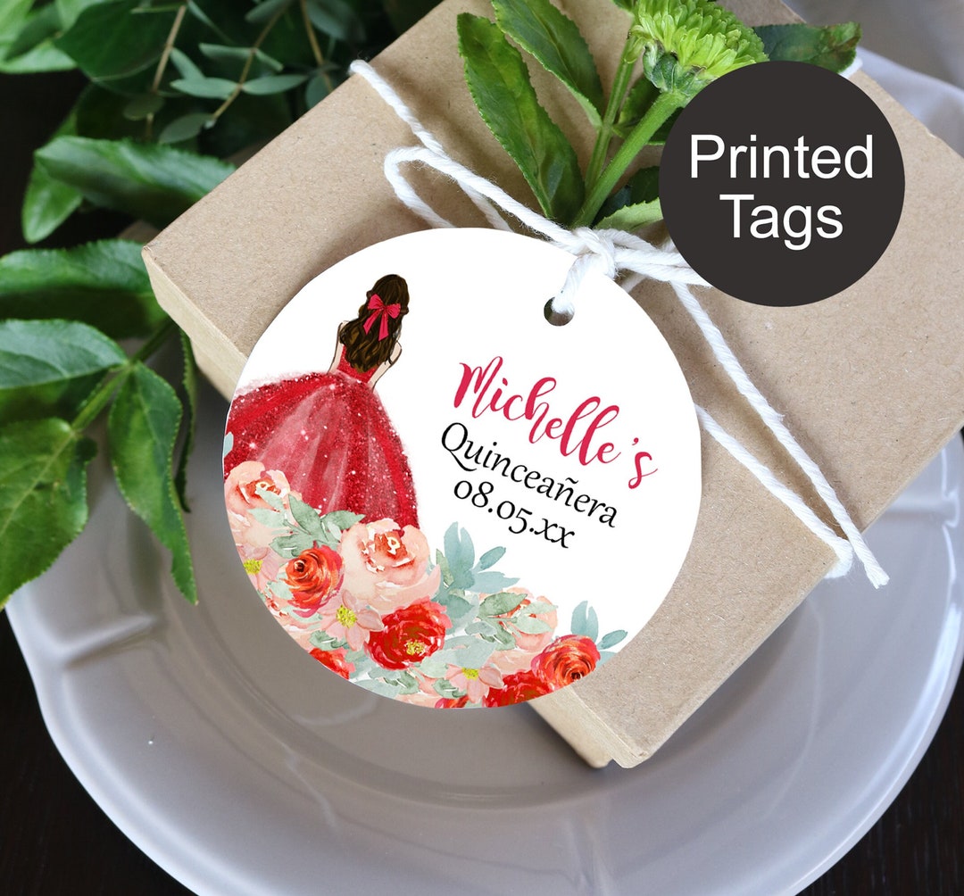 Quinceanera Gift Tags, Quinceanera Party Favors, Mis Quince Tags, Red ...