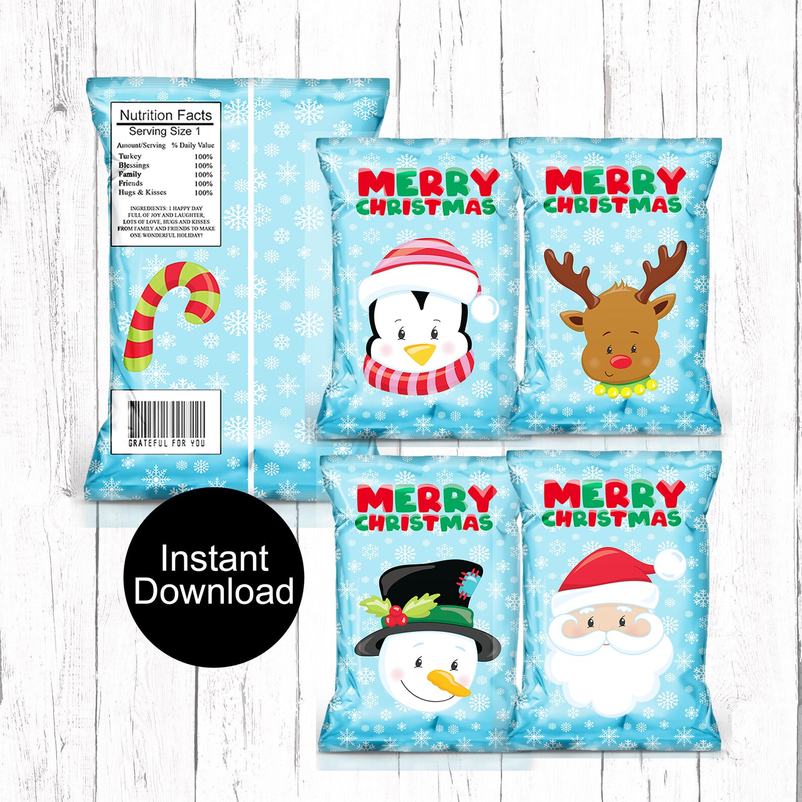 Christmas Chip Bags Santa Chip Bags Christmas Favors | Etsy