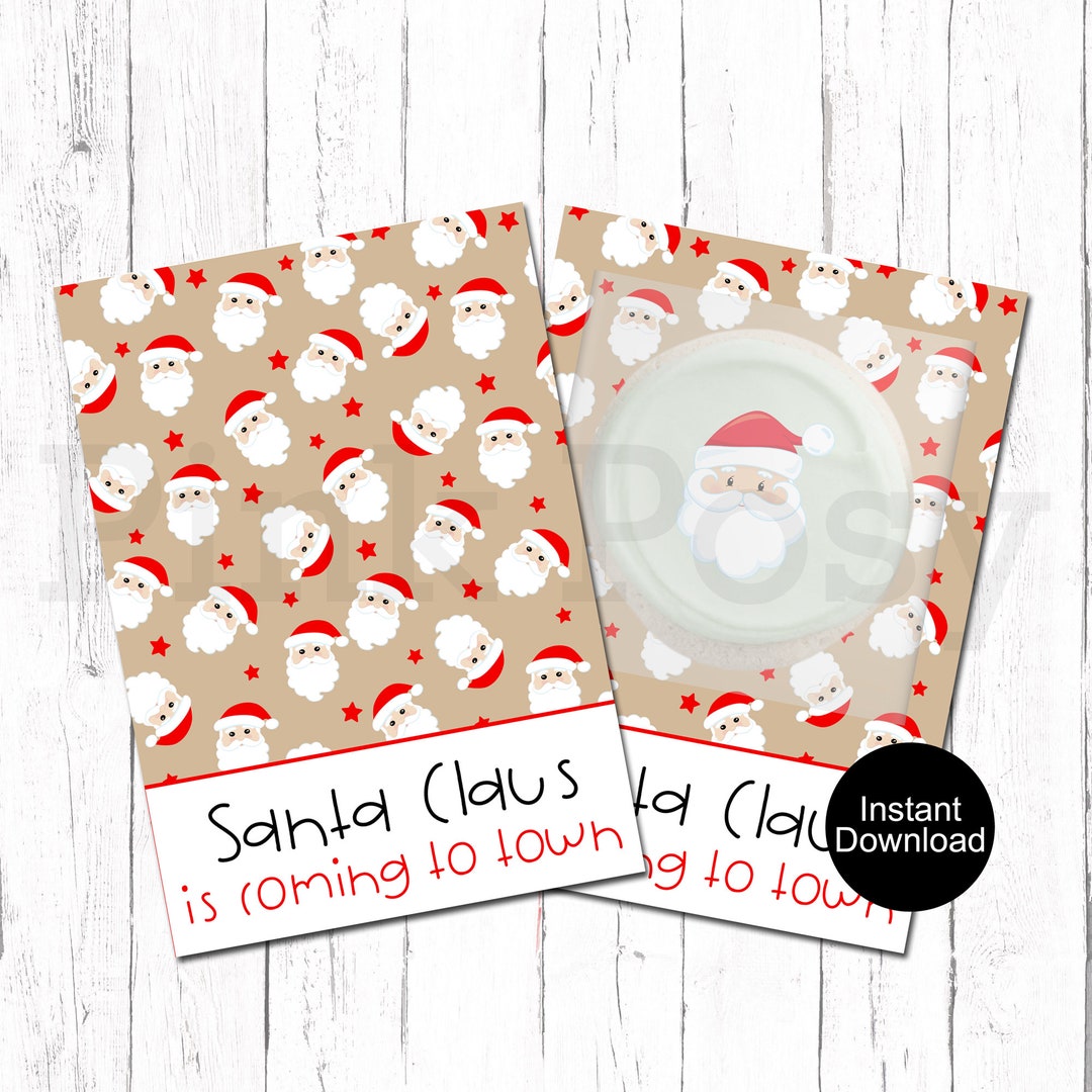 Printable Christmas Cookie Cards, 3.5 X 5 Cookie Card, Santa Claus ...